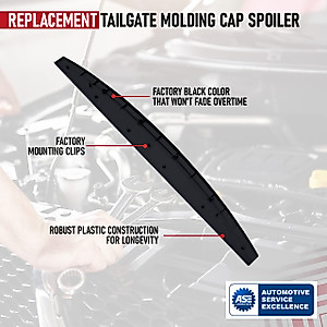 Replacement Tailgate Molding Cap Spoiler - Compatible with Dodge Ram 1500, 2500, 3500 - Replaces 55372052AH, 68067440AA, 55372052AG, 926-578, 6502632, 55372052AF - Tail Gate Protector Trim