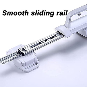 Extendable Clothes Rail - Sliding Wardrobe Closet Rod, Adjustable 25-46 Cm Wardrobe Rail Metal with Slide Rail, Extendable Clothes Rail Closet Rail White, 25Kg Load Capacity (Size : 40cm/15.