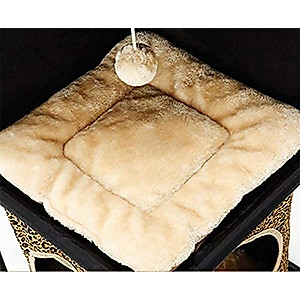 BORUIMA Cat Houses for Indoor Cats Tower House Combined with Cat Bed Cube, Peek Holes, Scratching Post & Dangling Toy