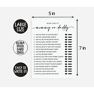 All Ewired Up 50 Mommy or Daddy? Who Said It Game (50-Cards) Fun Baby Shower Game Activity, Gender Neutral Boy or Girl Minimalist