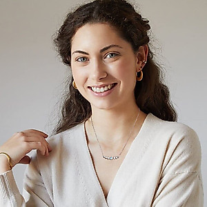 Angol Genuine Moonstone Necklace Sterling Silver Moon Phase Necklace Triple Goddess Moonstone Pendant Minimalist Necklace for Women（Silver）