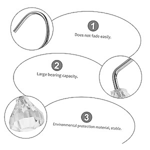 Alipis 12 Pcs Crystal Shower Curtain Hook Clear Hooks Shower Curtains Hooks Metal Shower Curtain Hooks Curtain Tieback Hooks Crystal Rods Curtains Hooks Bathroom Curtain Door Curtain Hook