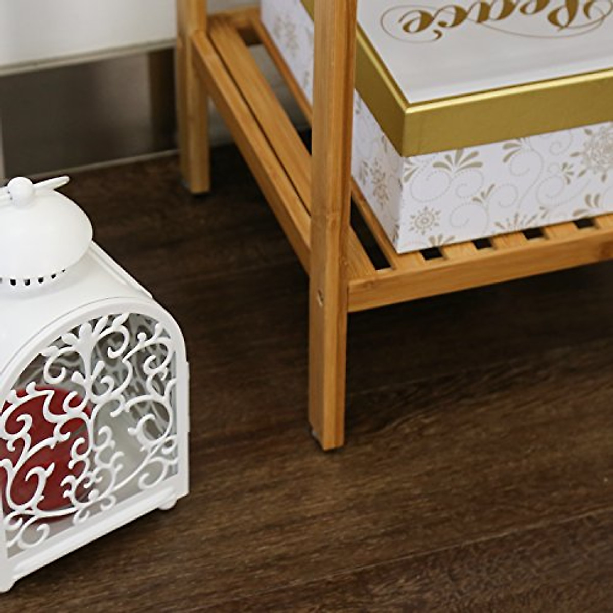 Peach Tree Bamboo Bathroom Shelf Stand Rack Kitchen Living Room Holder Plant Flower Stand Utility Storage Shelf (4-Tier)