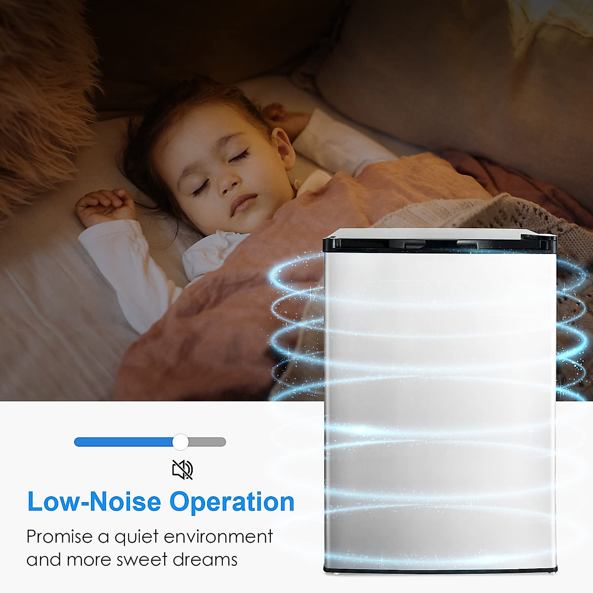 KOTEK 3.0 Cu.Ft Compact Mini Freezer, Upright Small Freezer w/Reversible Single Stainless Steel Door, 7 Grade Adjustable Thermostat, Freestanding Small Freezer for Home, Office, Apartment