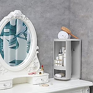 Muellery Multi 360 Rotating Corner Rack Storage 2 Shelves Bathroom Kitchen Bedroom Grey TPQU102287
