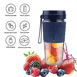 Ecoledix, Portable Blender Personal Size Blender Mixer Fruit Juicer Mini Blender Onehanded Drinking with Rechargeable USB for Sorbet Smoothie Fruit Juice Milk Shakes OutsideInside 280ML (Navy)…