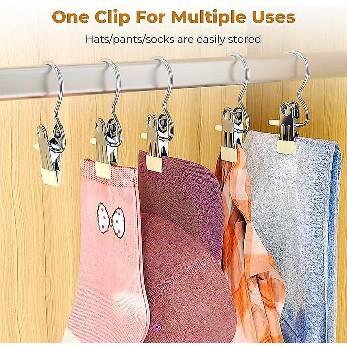2024 New Space-Saving Clothespin Hat Pants Storage Hanging Travel Hook, 360° Swivel Stainless Steel Hangers with Clips, Laundry Hooks Hanging Clips Clothes Pins Socks Towel Clips (A-Black 30PCS)