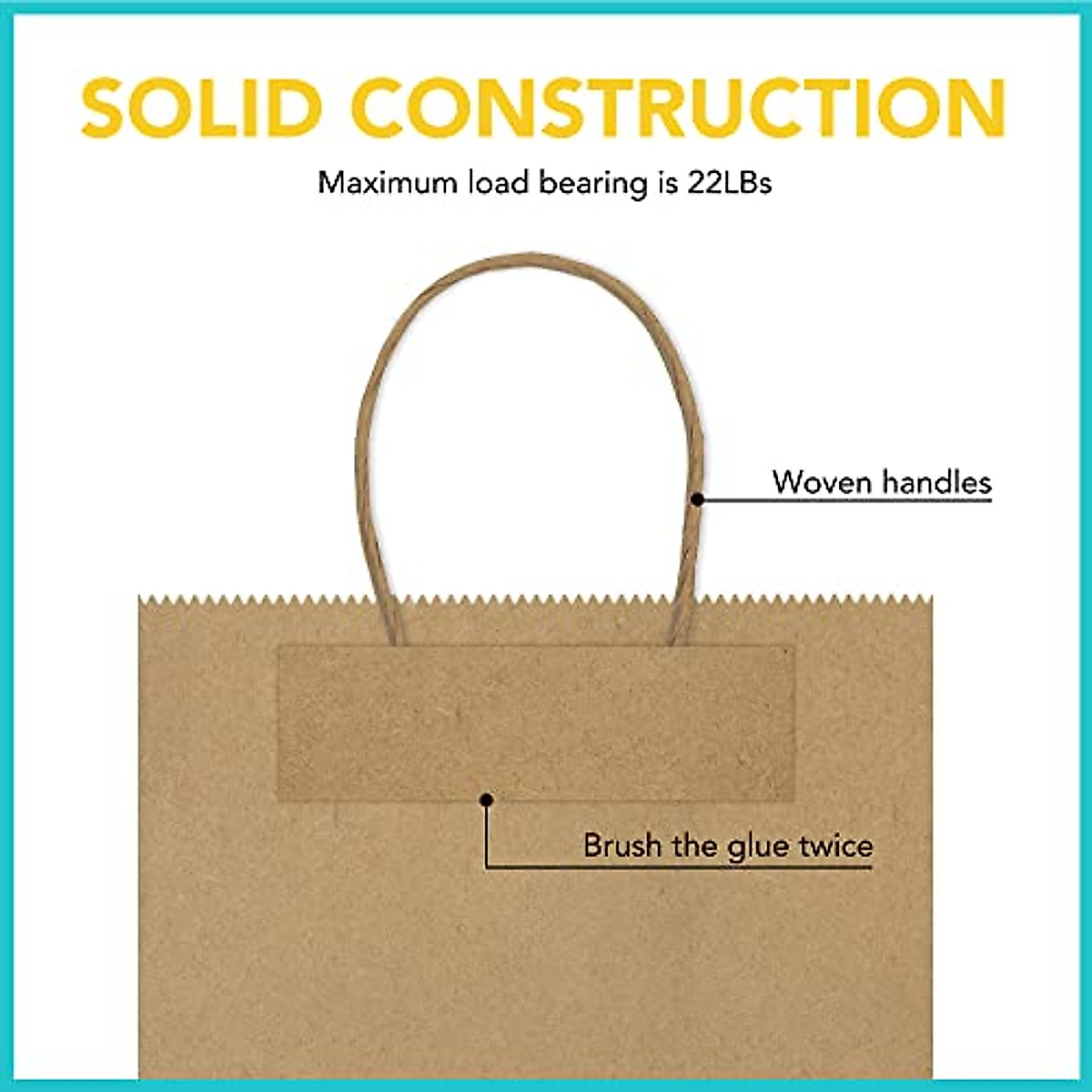 GSSUSA Gift Bags Large with Handles16x6x12 Brown 50Pcs, Kraft Paper Bags Bulk Bags for Small Business, Paper Shopping Bags, Grocery Bags, Shopping Bags for Boutique, Merchandise