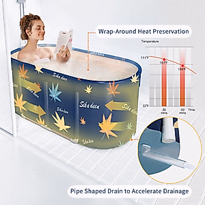 LERGNA Portable Bathtub,Foldable Freestanding Bathtub,Japanese Soaking Tub,Shower Stall Bathtub,Bathroom Folding SPA Tub For Adults,Boys And Girls,Outdoor/Indoor Hot Ice Bath,47 Inch,Blue,PVC+Al Alloy