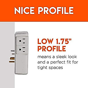 ECHOGEAR USB Wall Charger Surge Protector with 4 Pivoting AC Outlets & 2 USB Ports – Packs 1080 Joules of Surge Protection & Installs On Existing Outlets to Protect Gear & Increase Outlet Capacity