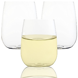 Youngever 9 Pack Plastic White Wine Glasses, 15 Ounce Shatterproof Wine Glasses