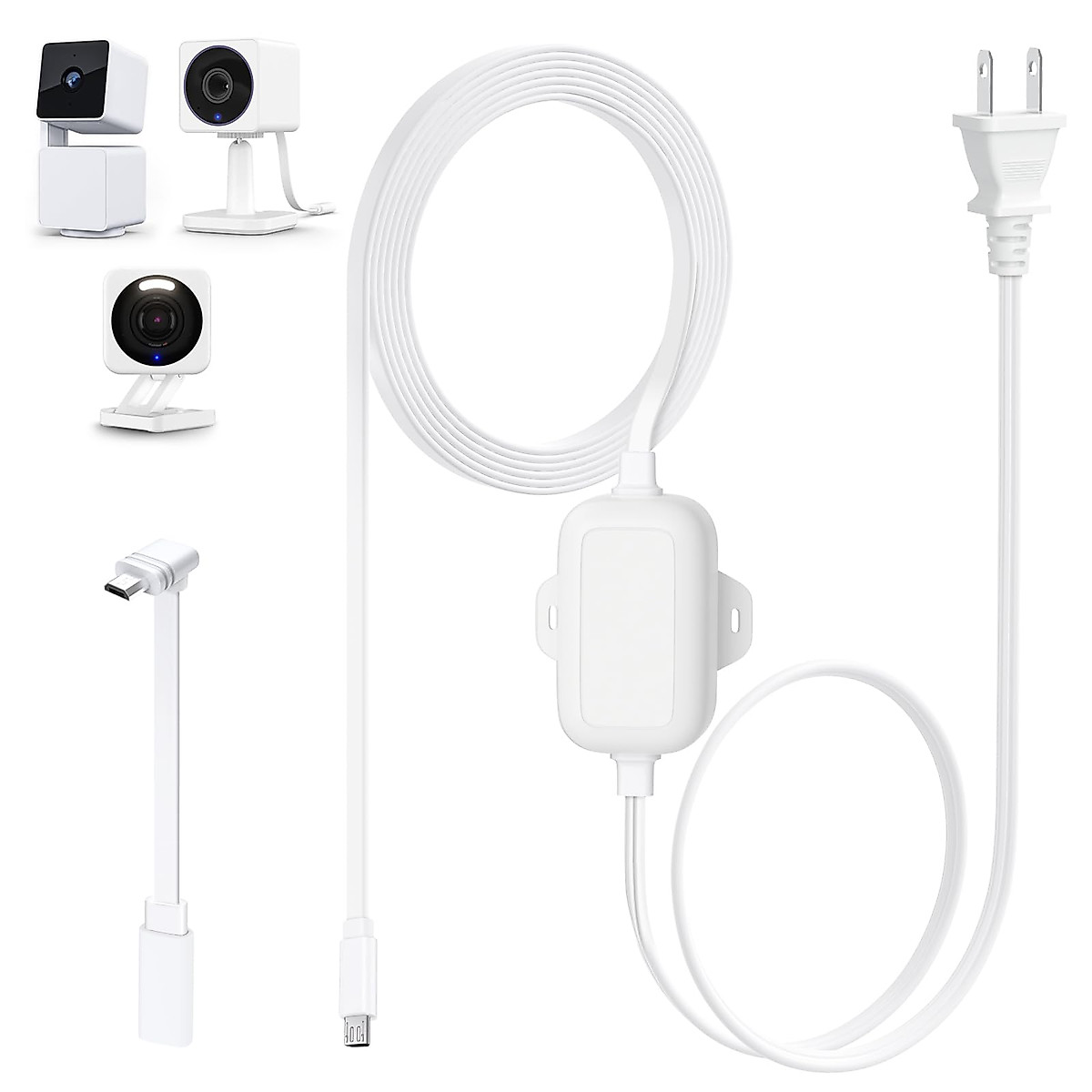 16.4FT Power Cable with Adapter Compatible with WYZE Cam Pan v3, Wyze Cam V4, Wyze Cam OG/V3/ V3 Pro, One-piece Molding with More Waterproof and Rust-proof to Keep 24-hour Power Supply for Outdoor Use