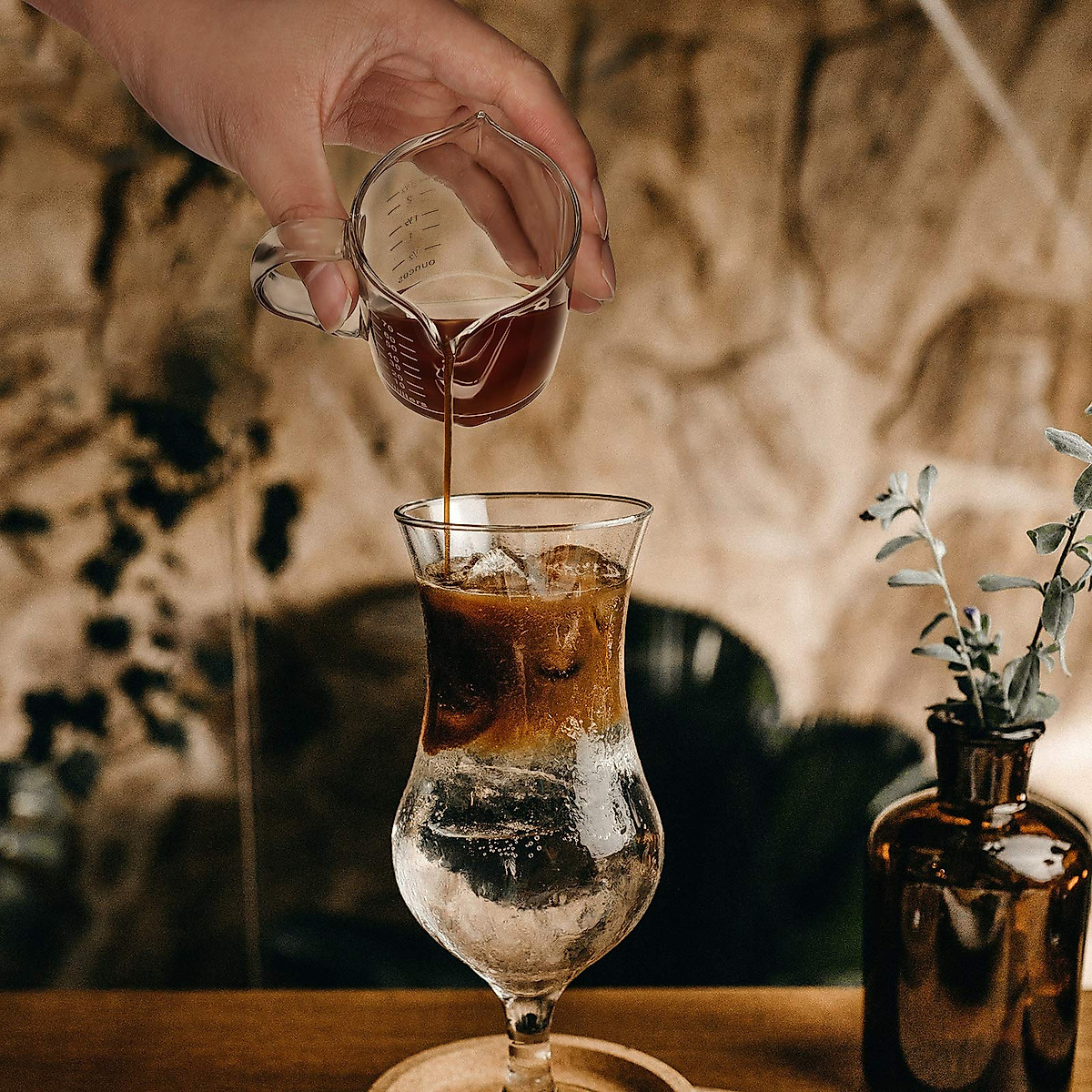 3 Pieces Espresso Shot Glass Double Spouts Measuring Cups 3 Ounce Triple Pitcher Barista Double Spouts with Pouring Handle for Milk, Espresso, Coffee