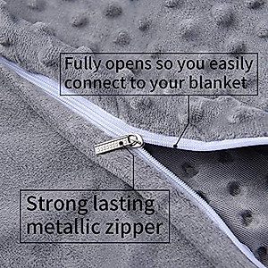 Dobeans Removable Cover for Weighted Blanket 60x80 Grey Weighted Blanket Cover Queen Size Minky Duvet Cover for Child Adult Breathable Weighted Blanket Duvet Cover for Summer and Winter