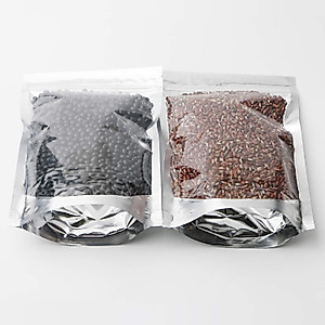 Ellbest 100Pcs Aluminum Mylar Foil Plastic Packaging Bags, Resealable Clear Silver Ziplock Stand Up Pouch Bag for Beans Coffee Cookie Food Storage 5.9x8.7 inch