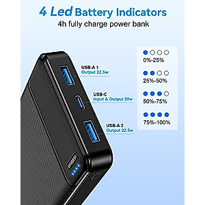 AsperX PD 22.5W [ Faster Charging ] 15000mAh Portable Charger, [ USB C Out & in] Slim Power Bank, External Battery Pack Cell Phone Charger for iPhone 14/13 Samsung AirPods and More