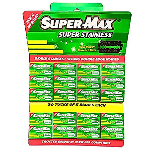 Super-Max Super Stainless Double Edge Razor Blades, 100 blades