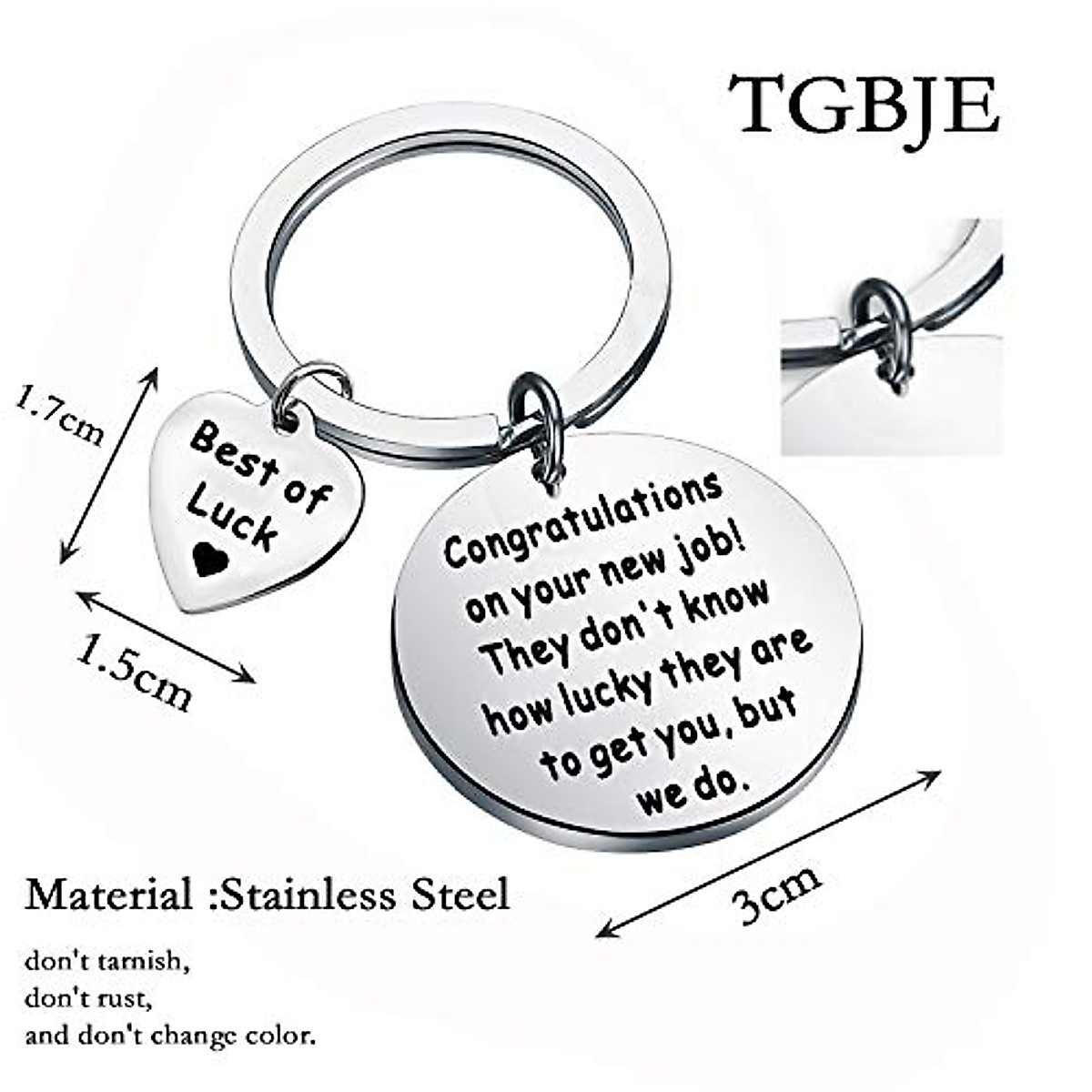 TGBJE Congratulations On Your New Job Keychain Best Of Luck Key Rings New Job Gift Coworker Leaving Gift (New job keychain)…