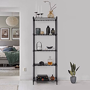 Cozzine 5 Tier Storage Shelves, Adjustable Storage Shelves Heavy Duty Steel Tube Wire Shelving Unit (Black 21'' x 11'' x 59'')