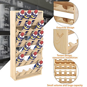 MYOYAY 24 Can Spray Paint Can Storage Holder 6-Tier Wooden Wall Mount Can Rack Aerosol Spray Can Organizer Spray Bottle Holder for Garage and Craft Workroom 14.2" L x 5" W x 30" H