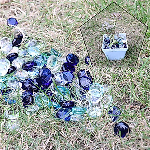 Flat Glass Marbles for Vases - 5 LB Mixed Blue Aqua and Clear Decorative Stone Beads for Vases, Crafts, Colored Rocks Table Scatter, Aquarium Fish Tank Pebbles, Centerpieces Gem Décor Floral Displays