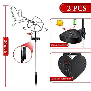 Woohaha Solar Pathway Lights Outdoor,2PACK 26inch Hummingbird Solar Copper Lights with 8 Modes,Solar Garden Lights,Solar Walkway Lights for Garden, Landscape, Path, Yard, Patio, Driveway(Hummingbird)