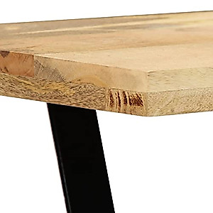 Tidyard Dining Table 47.2 x 23.6 x 29.9 Inch Solid Mango Wood Wooden Dinner Table Iron Legs Brown for Kitchen, Bistro, Home Furniture