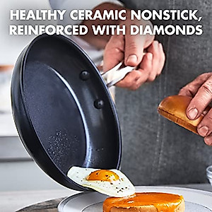 GreenPan Chatham Black Prime Midnight Hard Anodized Healthy Ceramic Nonstick, 8" Frying Pan Skillet, PFAS-Free, Dishwasher Safe, Oven Safe, Black