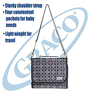 Graco Portable Baby Diaper Changing Table Pad Bag with Wipe & Travel Essentials Pockets - Deluxe Compact Clean Padded Infant Changer Mat - Unisex Grey