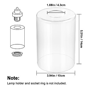 Clear Glass Replacement Shade 1 Pack, 5.51inch High, 3.94inch Diameter, High Transmittance Cylinder Glass Lampshade Covers for Vanity light Wall Sconces Table Lamp Floor Lamp Pendant Light