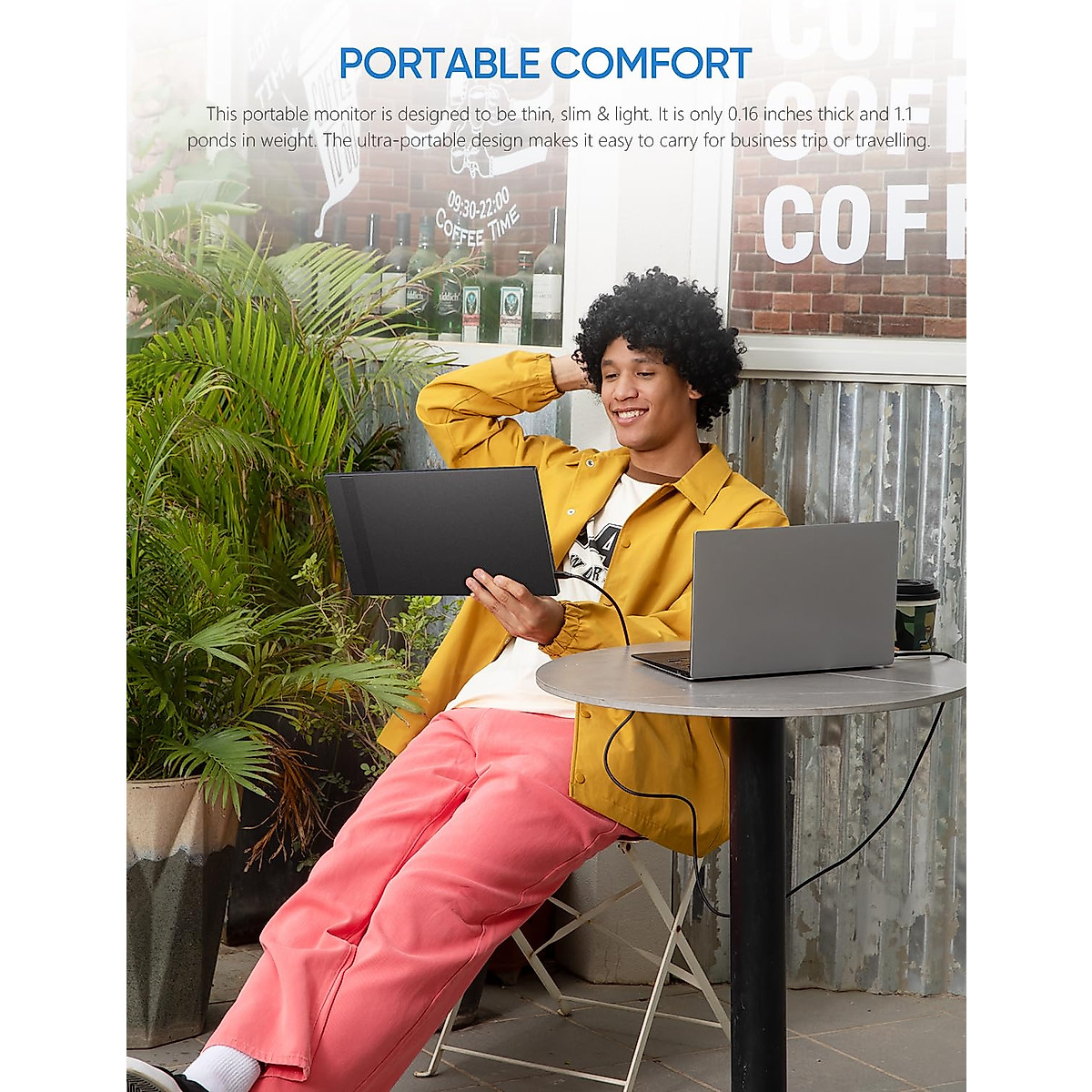 ARZOPA Portable Monitor Kickstand, 14.0" Ultra Slim Portable Laptop Monitor FHD 1080P External Display with Dual Speakers Second Screen for Laptop PC Phone Xbox PS4/5 Switch-A1S