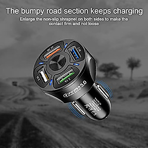 Car Charger Adapter, 4 Ports USB Fast Car Charger QC3.0, Quick Car Phone Charger with LED Light Display, Compatible with iPhone 12 Pro Max/11 Pro/XS/XR, Galaxy S20 Ultra and More (Black)