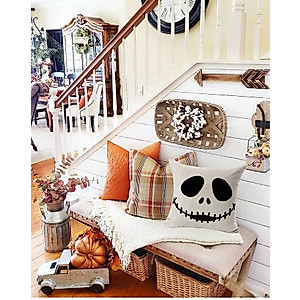 LYNZYM Cotton Linen Square Throw Pillow Case Decorative Cushion Cover Pillowcover for Sofa 18"X 18" Halloween Throw Pillow Covers (1)