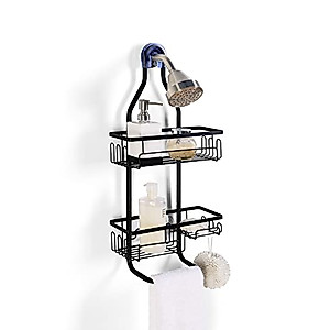 SunnyPoint Sturdy Tubing Structure Bathroom Hanging Shower Head Caddy Organizer (Standard, Black)