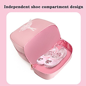 Yitengteng Ballet Dance Backpack with Separate Shoe Compartment,Little Girls Ballerina Bag Embroidery Dance Toddler Bag for Gymnastics Latin Dance Yoga Tap Dance Jazz Storage Bag