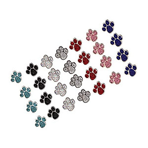 CB Handmade Bling Rhinestone Tire Valve Dust Caps Crystal Tire Air Sealing Cap for Car Styling, Paw Print - Pink, 4-Pcs