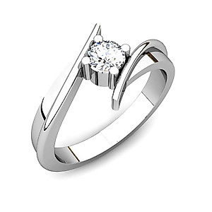 Engagement Ring 1/2 CT Round Cut Solitaire Moissanite Engagement Rings for Women 18k White Gold Free Engraving