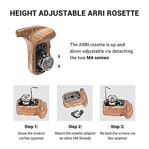 SMALLRIG Left Side Wooden Handle with Rosette for Camera Shoulder Support Rig, (Left Hand)- 1891