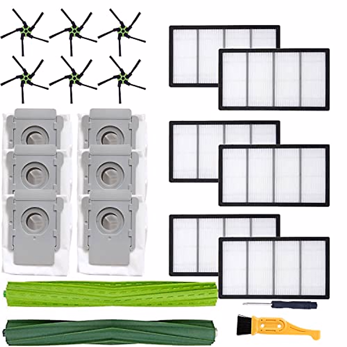 LOTIN Replacement Parts Kit Compatible with Roomba s9(9150),s9+(9550),s Series Vacuum Cleaner.Pack of 1Set of Multi-Surface Rubber Brushes,6Side Brushes,6Filters,6Dust Bags,2 Tools