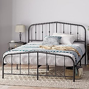 Zinus Heidi Metal Platform Bed Frame/Steel Mattress Foundation/Bed Frame with Headboard and Footboard/No Box Spring Needed/Easy Assembly, Black, Queen