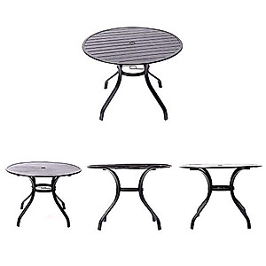 LEVELEVE 5 Piece Patio Dining Set,Outdoor Furniture 4 Textilene Chairs & 1 Round 38"x 38" Metal Slatted Table with 1.5" Umbrella Hole,Outside Porch Deck Balcony Backyard Set for 4