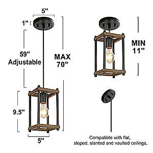 KSANA Pendant Lighting for Kitchen Island, Faux-Wood Pendant Light, Farmhouse Lighting for Dining, Foyer, Entry, Living Room