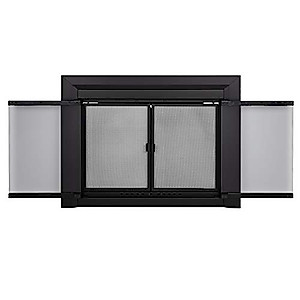 Pleasant Hearth Carlisle Fireplace Glass Door, Medium (CL-3001), Black
