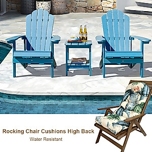 Srutirbo Rocking Chair Cushion Pad, Water Resistant Floral Printed Patio Chair Cushion for Adirondack Chair High Back Indoor Outdoor Soft Thickened Patio Chaise Lounger Cushion (C)