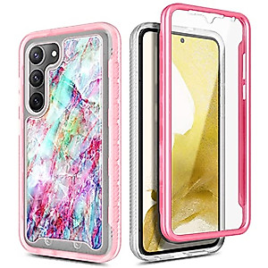 NZND Compatible with Samsung Galaxy S23 Plus Case with [Built-in Screen Protector], Full-Body Protective Shockproof Rugged Bumper Cover, Impact Resist Durable Phone Case (Marble Designed Fantasy)