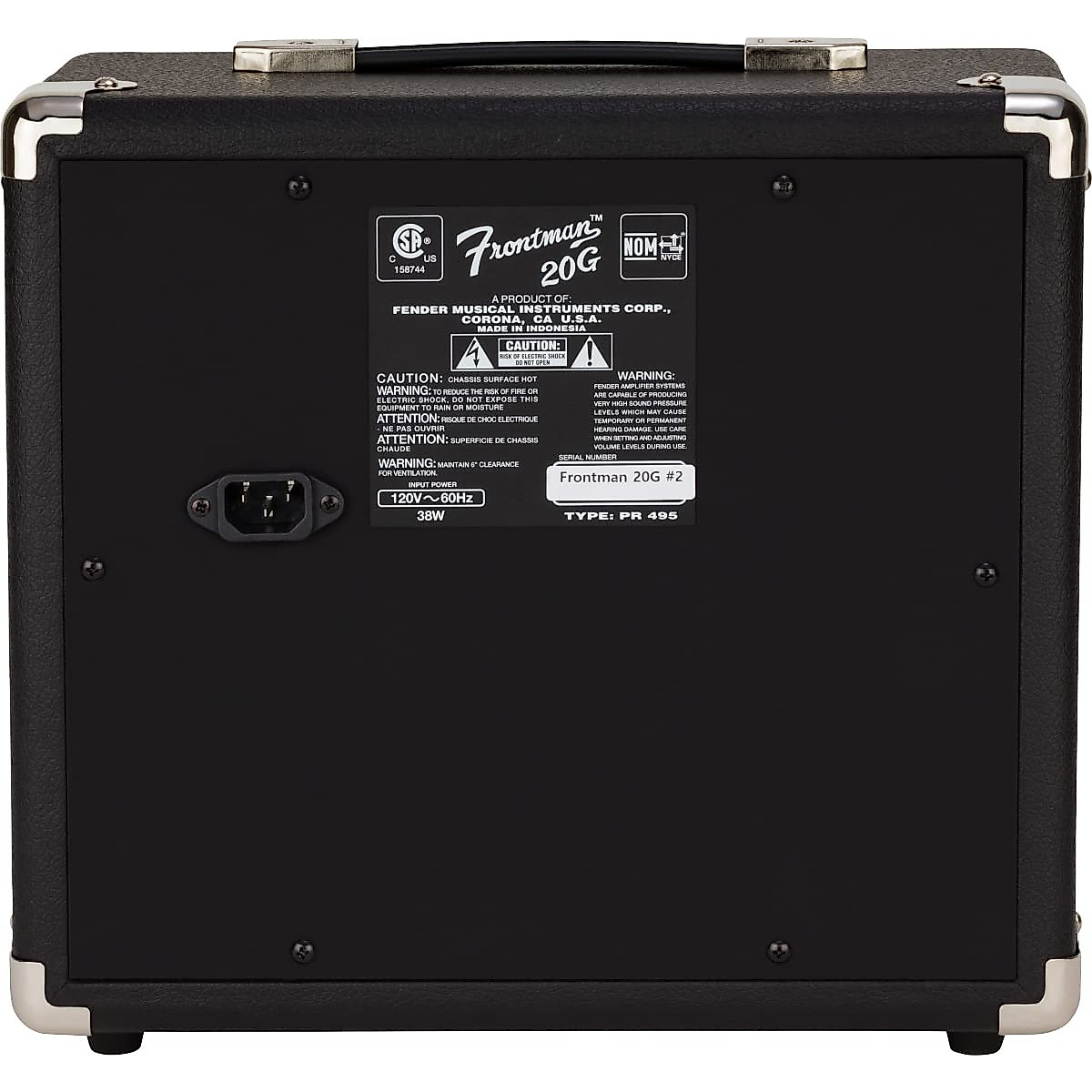 Fender Frontman 20G Guitar Amplifier & Professional Series Instrument Cable, Straight/Straight, Black, 10ft