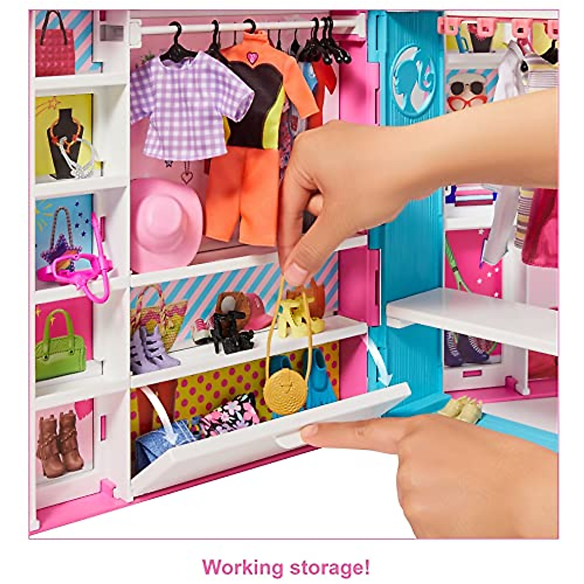 Barbie Dream Closet Playset with 30+ Clothes and Accessories Including 5 Outfits, Plus Mirror, Desk and Rotating Rack