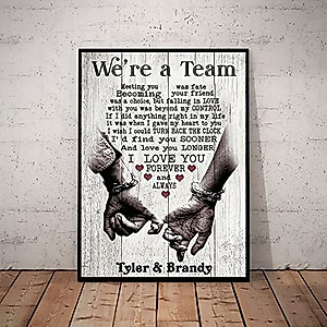 Personalized We're A Team Couple Poster Gift for Him, Her, Husband Wife Christmas Birthday Anniversary Couple Lover Custom Name Poster Canvas Prints Wall Art Home Decor Picture for Bedroom LivingRoom
