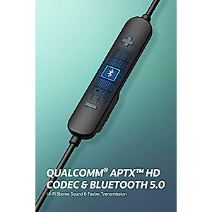 SoundPEATS Force Pro Dual Dynamic Drivers Bluetooth Headphones, Neckband Wireless Earbuds with Crossover, APTX HD Audio Built in Mic 22 Hours Playtime, Bluetooth 5.0 Headset Sports Earphones