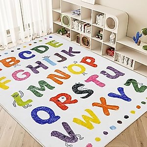 USTIDE ABC Kids Rug 5 x 7ft,Colorful ABC Alphabet Rug for Kids Room Soft Letters Learning Carpet for Bedroom Playroom Study Room Nursery Decor